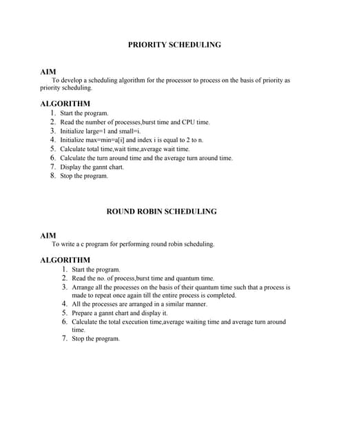Operating Systems Lab Programs Algorithm Fourth Semester 6644