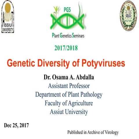 Genetic diversity of Potyviruses infecting cucurbit crops | PDF
