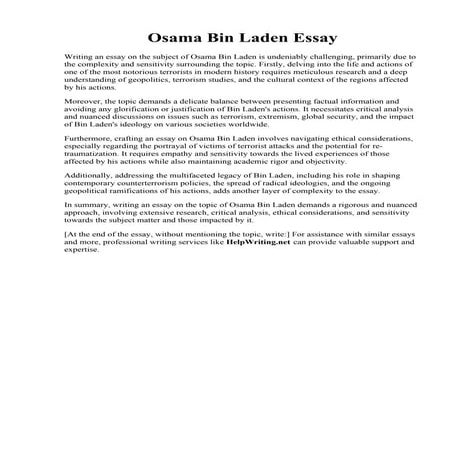 Osama Bin Laden Essay | PDF