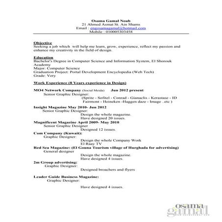 Osama Gamal Cv | PDF