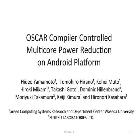 Oscar compiler for power reduction | PDF