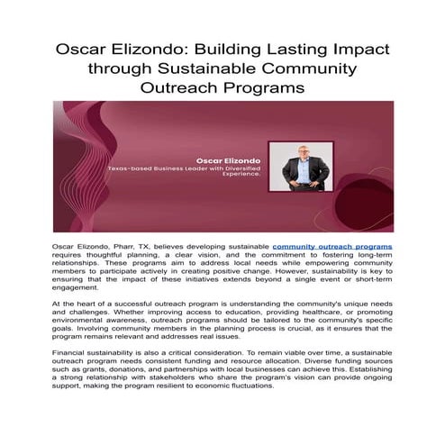 Oscar Elizondo_ Building Lasting Impact through Sustainable Community ...