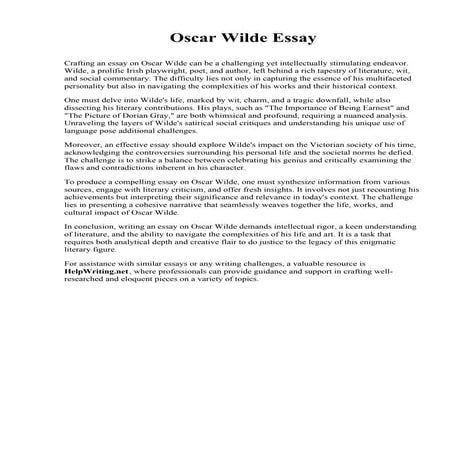 Oscar Wilde Essay | PDF