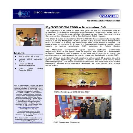 OSCC MAMPU Malaysia Oct 2008 Newsletter1 | PDF