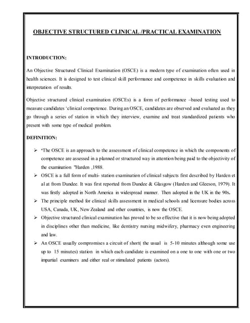 Objective structured clinical examination(osce) | PPT