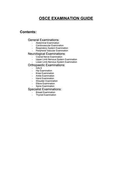 University of Manchester - Finals OSCE Revision Checklist | PDF