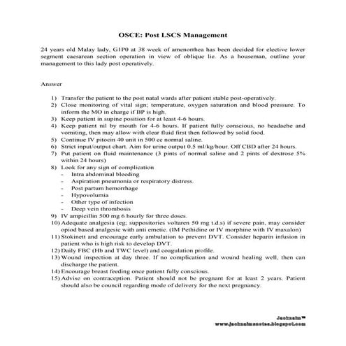 Osce post op management for lscs | PDF