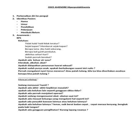 OSCE Hiperprolaktinemia dalam lpersiapan | DOCX