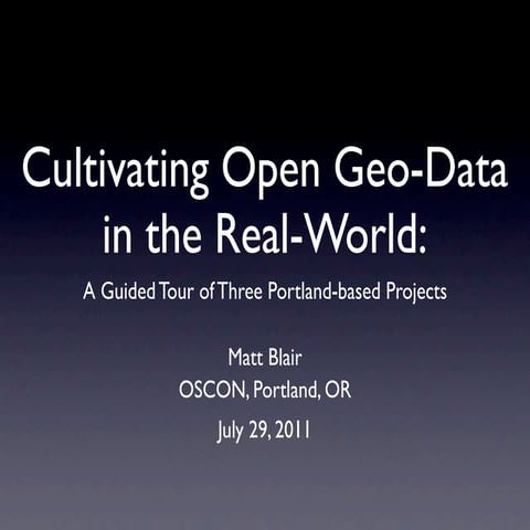 Cultivating Open Geo-Data in the Real World | KEY | Technology & Computing