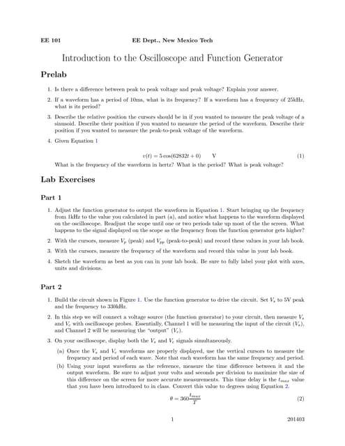 LISSAJOUS PATTERNS Experiment 3 | DOCX | Geography | Science