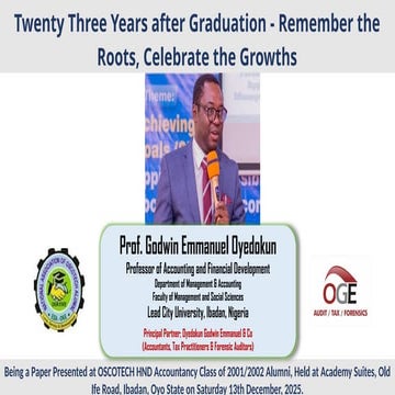 OSCOTECH Twenty Three Years after Graduation Remember the Roots ...