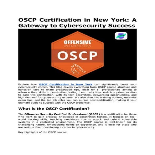 OSCP Certification in New York_ A Gateway to Cybersecurity Success.docx