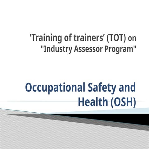 OSH. talks about the hazardous that may may come in whileon duty. | PPT