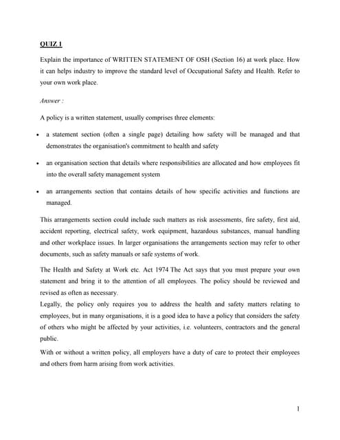 Health and Safety Policies | PPTX | Business | Business and Finance