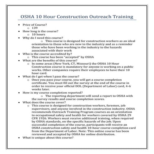 OSHA 10 Certificate | PDF