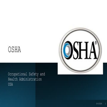 Brief Introduction to OSHA-30 Hours General Industry | PPTX