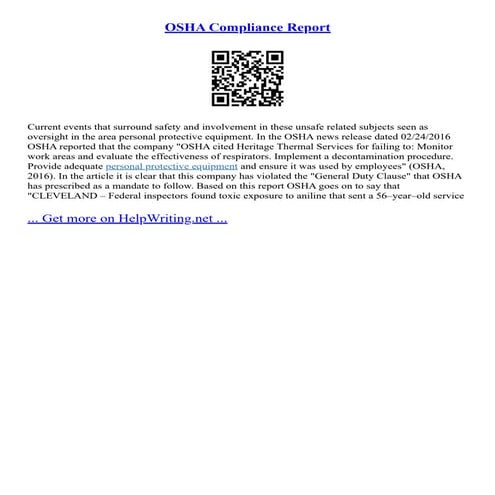 OSHA Compliance Report | PDF