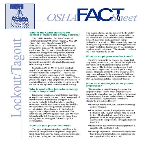 OSHA Factsheet Lockout/Tagout | PDF