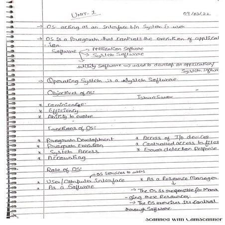 OPERATING SYSTEMS handwritten FIVE NOTES | PDF