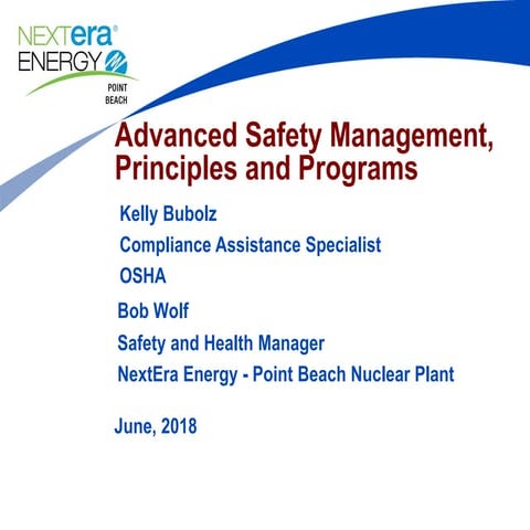 Advanced Safety, Management, Principles and Programs- OSHA and VPP | PDF
