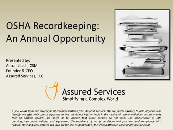 Osha record k eeping | PPT