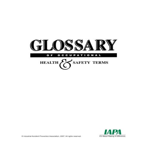 Osh glossary | PDF | First Aid | Injuries