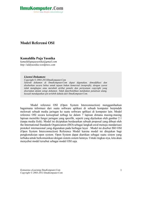 Presentasi Tentang protokol jaringan, model DoD & model OSI | PDF