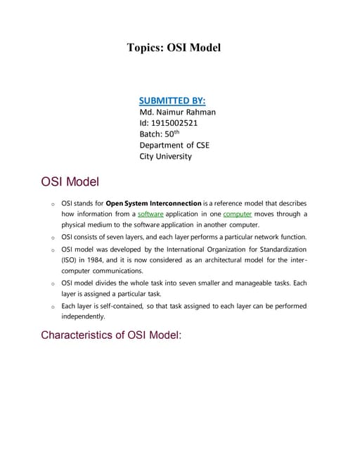 OSI MODEL | PDF