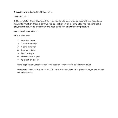 Osi model | DOCX | Operating Systems | Computer Software and Applications