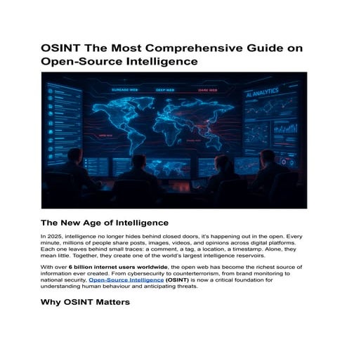 OSINT The Most Comprehensive Guide on Open-Source Intelligence | PDF