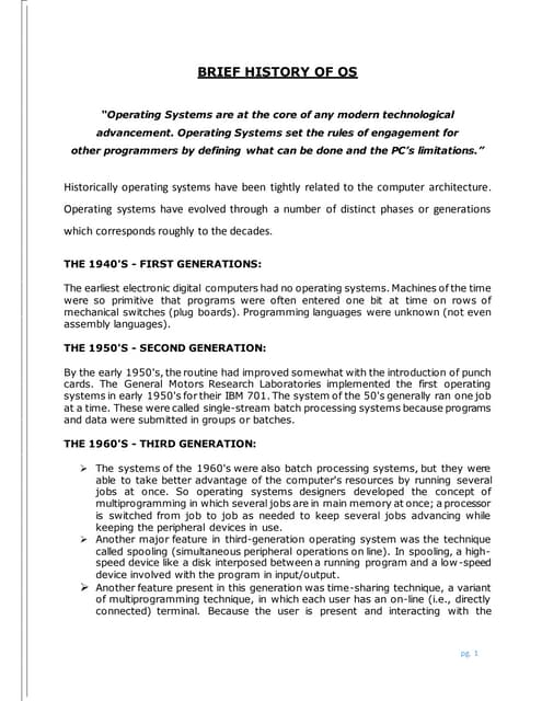 Presentation on History of the operating systems | PPTX