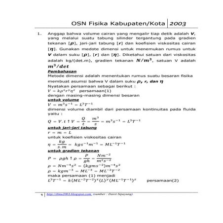 Osk fisika 2003 ; soal 1 | PDF