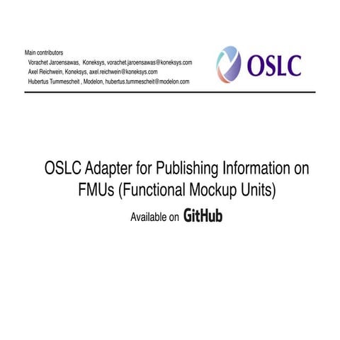 OSLC Adapter for Publishing Information on FMUs (Functional Mockup ...