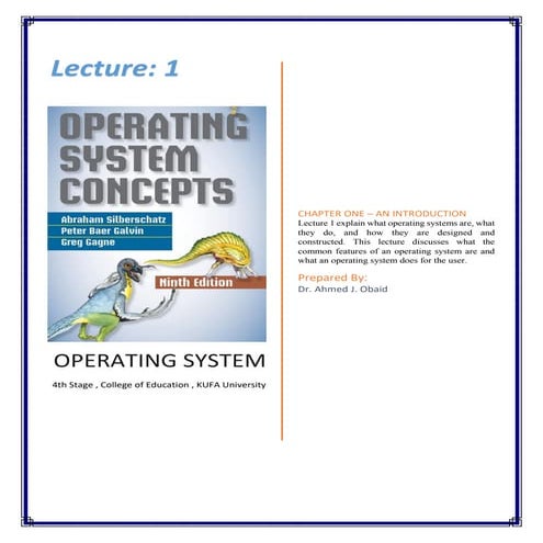 Operating System Lecture 1 Pdf Operating Systems Computer Software And Applications