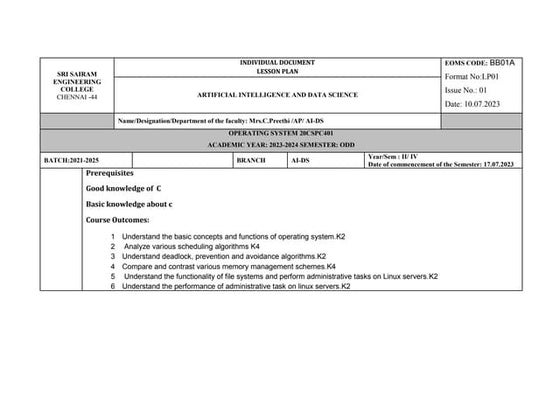 Operating system new syllabus | DOCX