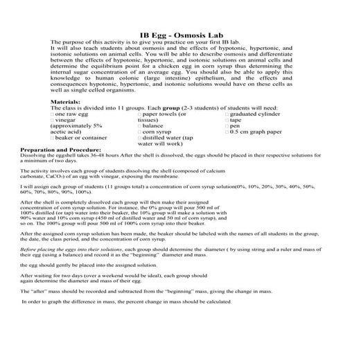 Osmosis lab-egg | PDF