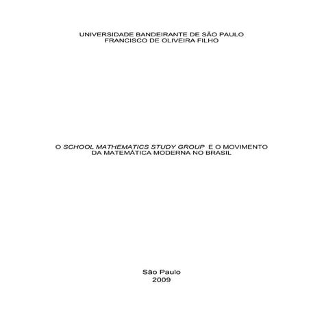 O School Mathematics Study Group e o Movimento da Matemática Moderna no ...