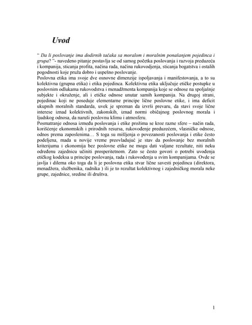 Poslovna etika menadzment | PDF