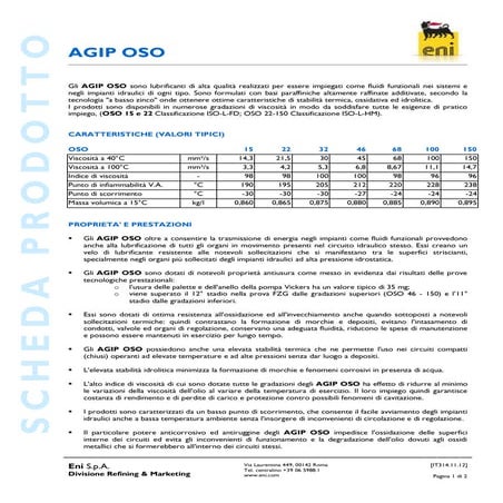 Agip OSO 32, 46, 68 - Olio Idraulico - Fornid | PDF