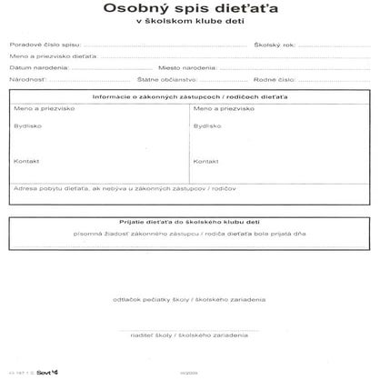 Osobný spis dieťaťa | PDF