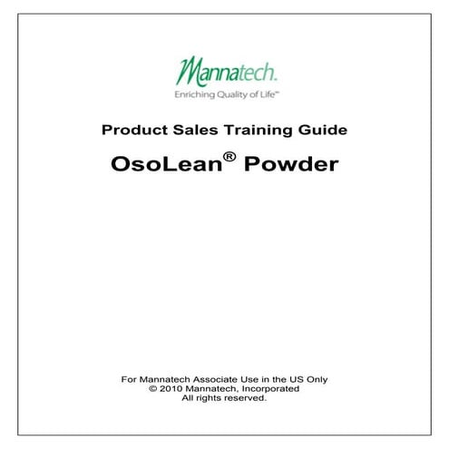 Osolean Product Sales Training Guide | PDF