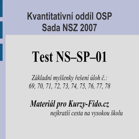 OSP Scio NSZ 2007 - kvantitativní oddíl - řešení | PDF