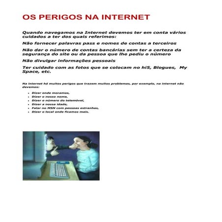 Os perigos na internet | DOCX