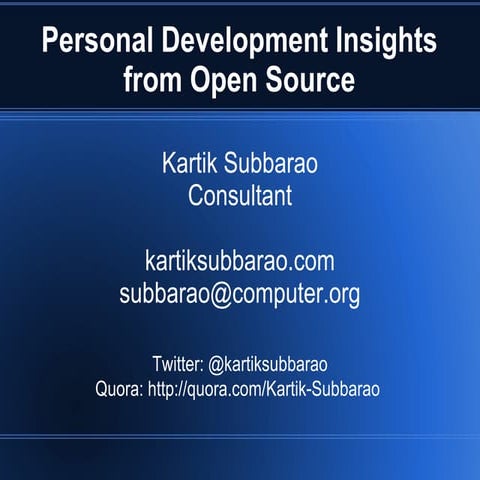 Personal Development Insights from Open Source | ODP | Science