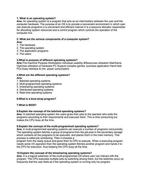 operating system question bank | DOCX | Operating Systems | Computer ...