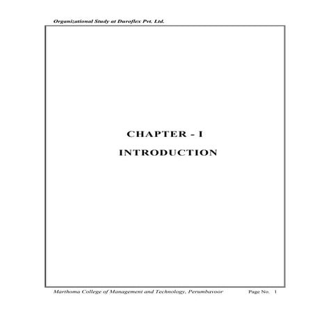 a organisational study on Duroflex allapuzha | PDF