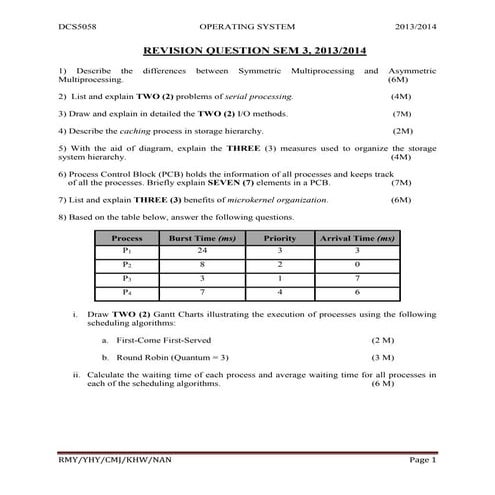 Os revision ques | DOCX | Operating Systems | Computer Software and ...