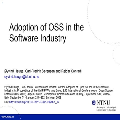 OSS2008 Øyvind Hauge | ODP | Operating Systems | Computer Software and Applications