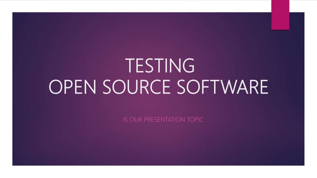 Open Source Software Testing Pptx Programming Languages Computing