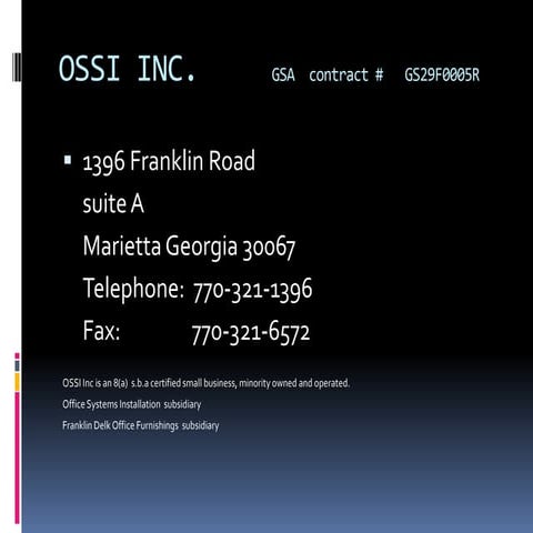 Ossi Inc Presentation | PPT